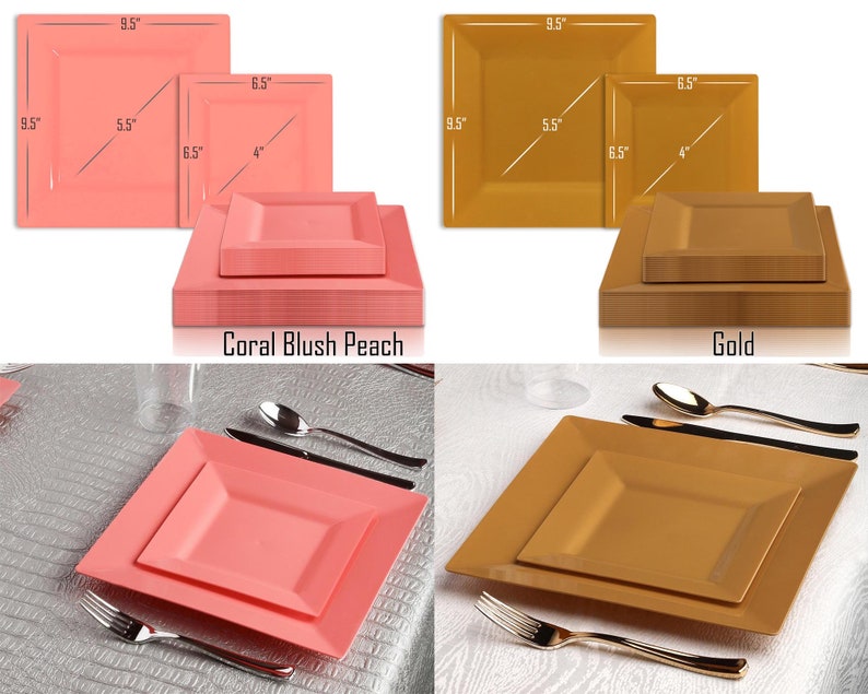 Disposable Dinner or Salad Plates, Reusable Durable Plastic, Standard ...