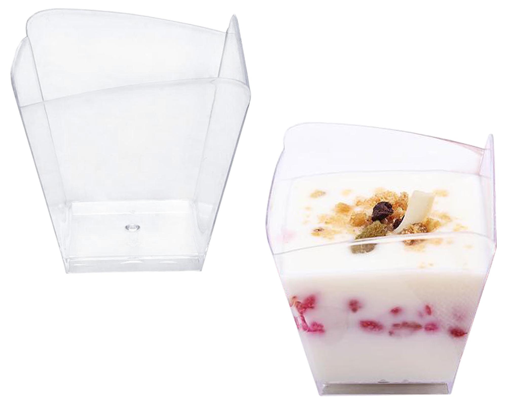Clear Square Disposable Plastic Mini Sample Dessert Cups, Parfait Cups ...
