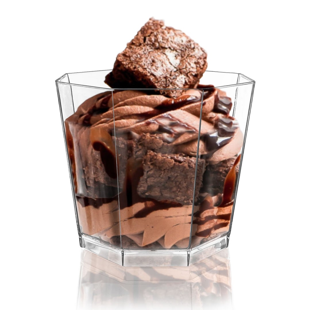 5.5 Oz Clear Octagon Disposable Plastic Dessert Cups, Heavy Duty ...