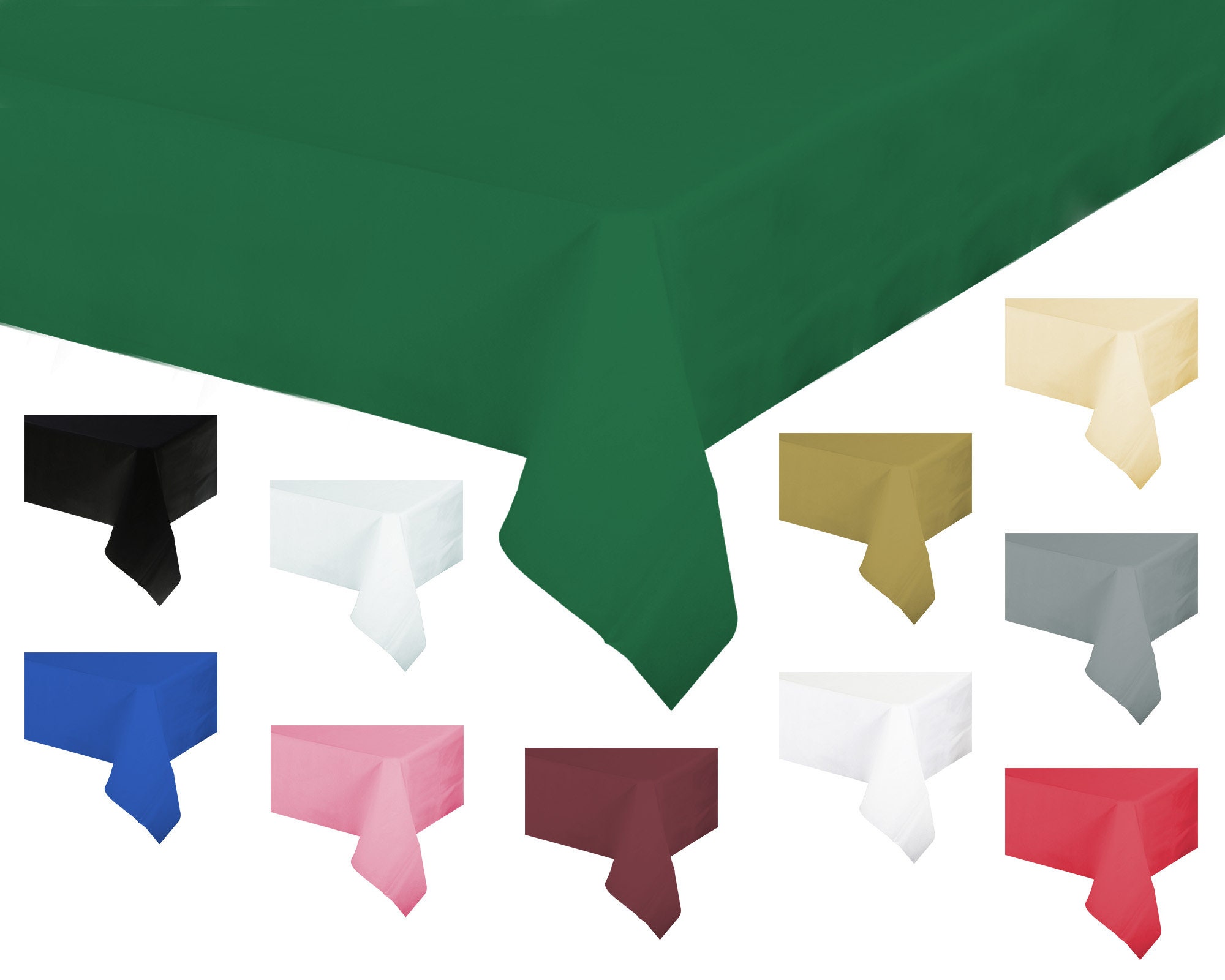 54" X 108" Elegant Solid Rectangular Tablecloths, Durable, Disposable ...