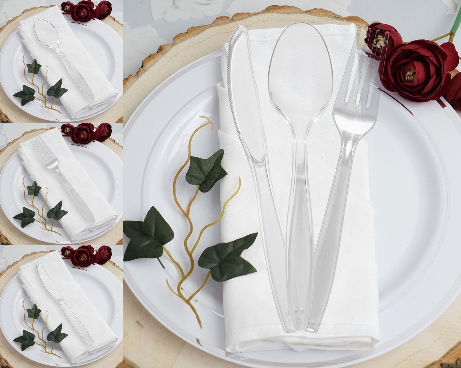 Fancy Plastic Cutlery Set, Premium Disposable Dinnerware, Party ...