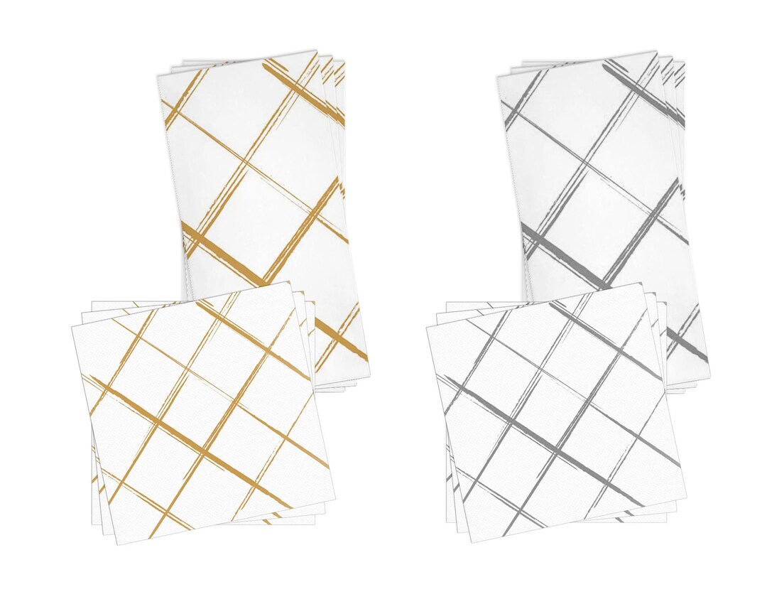 White Paper Napkins With Gold or Silver Diamond Print, Party Napkins - Etsy
