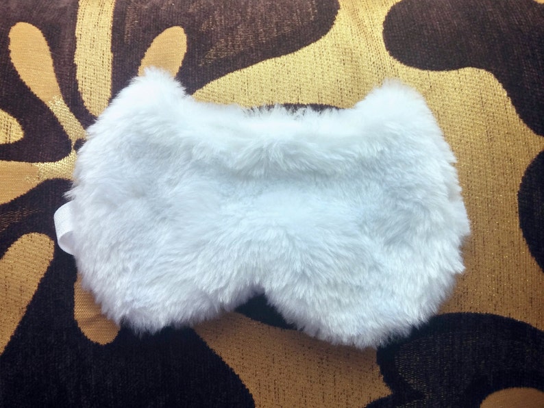 White Furry Cat Sleep Mask Cute Fluffy Fur Kitty Eye Mask - Etsy