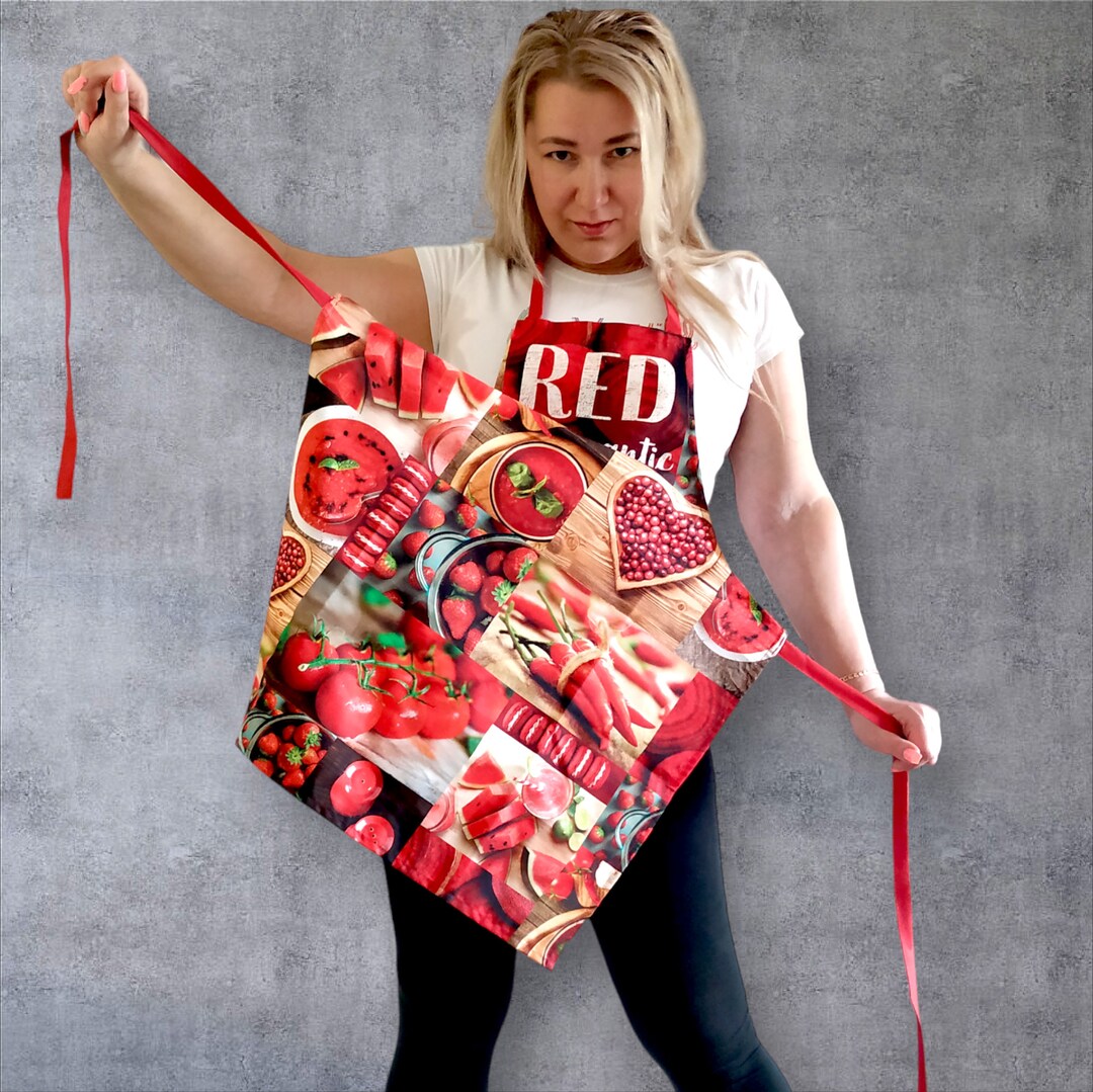 Beautiful Summer red is Romantic Apron, Adult 100% Cotton Aprons, Soft ...