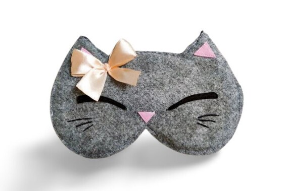Cat Gray Kids Eye Mask for Girls Cute Kitty Felt Sleep Mask - Etsy
