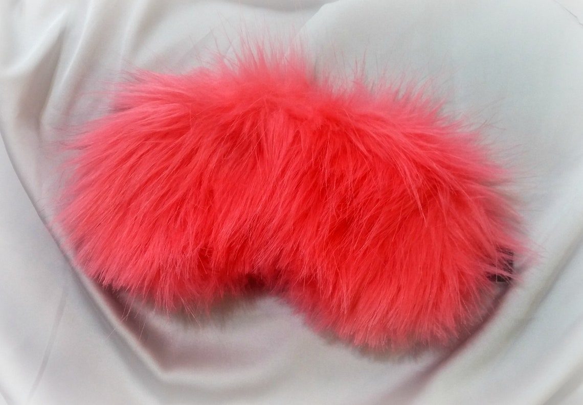 Pink Furry Sleep Mask for Travel Lover Gift: Women Handmade Satin Eye ...