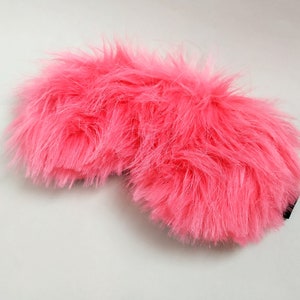 Pink Furry Sleep Mask for Travel Lover Gift: Women Handmade Satin Eye ...