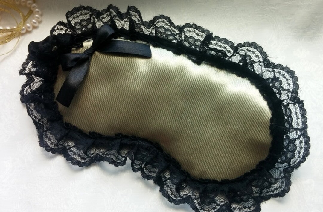 Satin Sleep Mask With Black Lace: Boudoir Style Eye Cover - Etsy