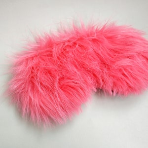 Pink Furry Sleep Mask for Travel Lover Gift: Women Handmade Satin Eye ...