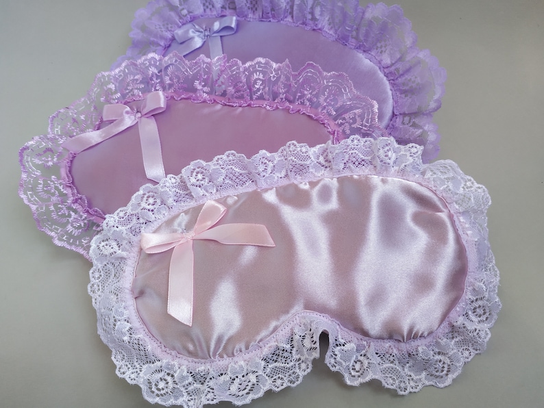 Best Pink, Purple, Lavender Satin & Beautiful Lace Sleep Mask, Amazing ...