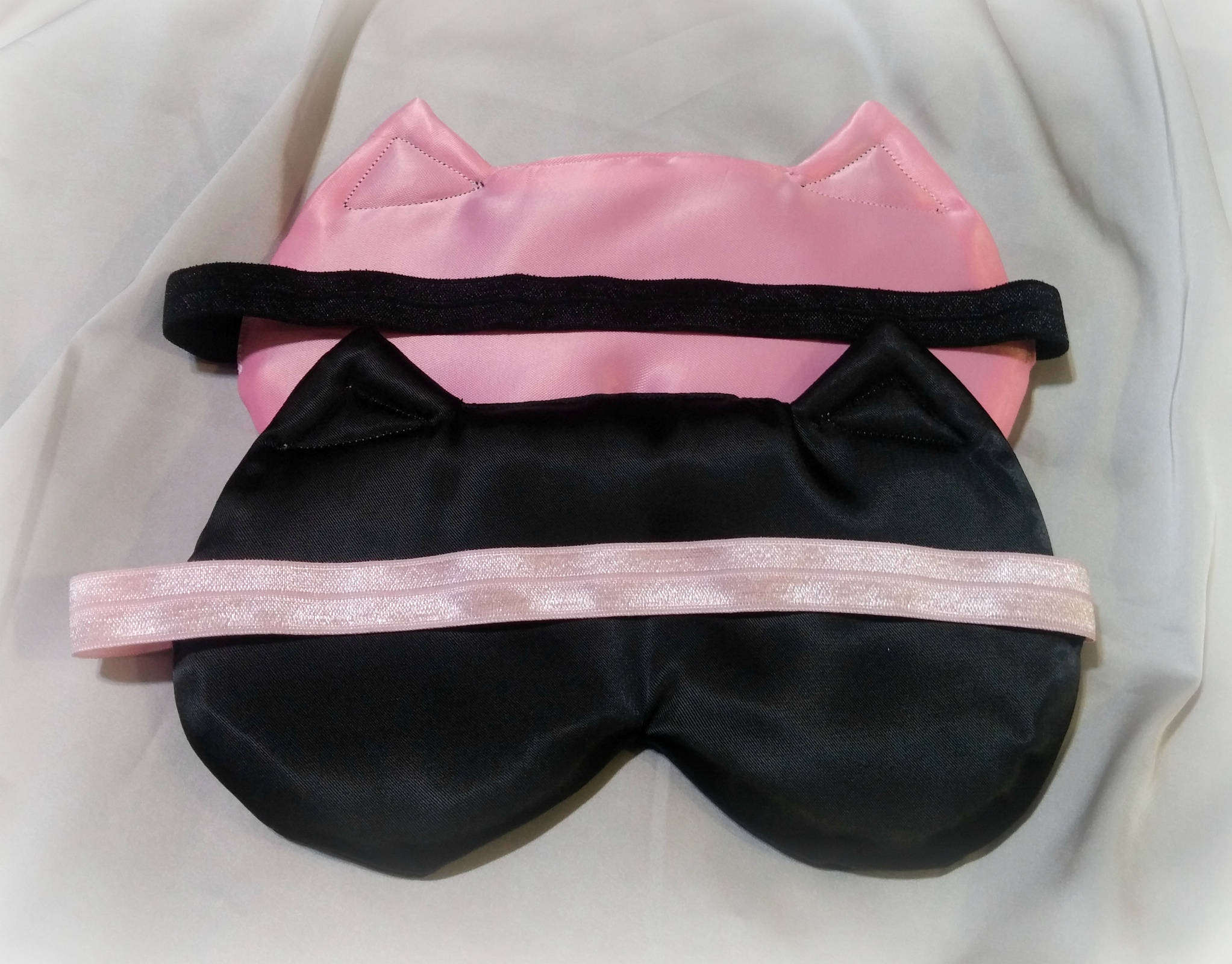 Pink or Black Cat Sleep Mask Satin Handmade Eye Sleep Mask - Etsy