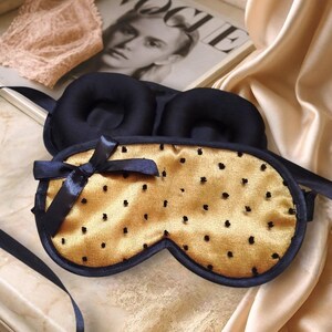 3D Gold Sleep Mask for Lash Extensions Satin Eye Mask With Deep Eye ...