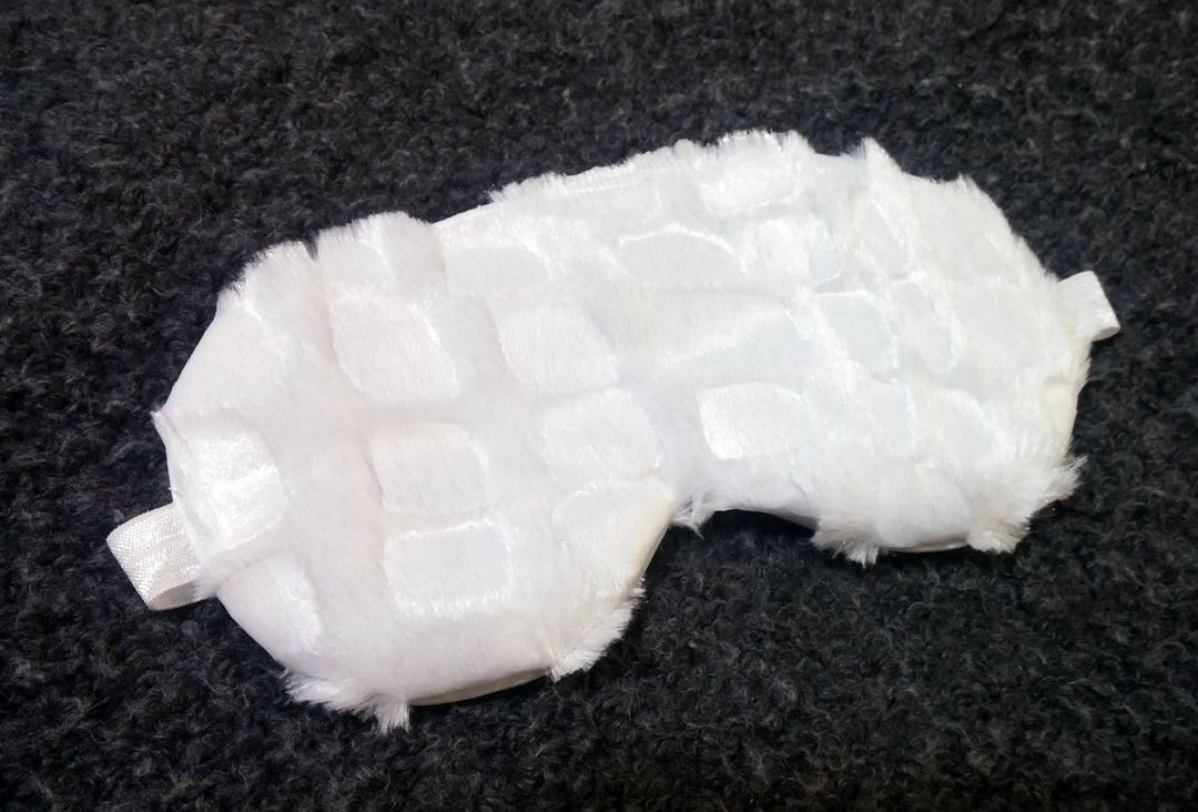 White Embossed Faux Fur Sleep Mask / Gift for Her / Fluffy Blindfold ...