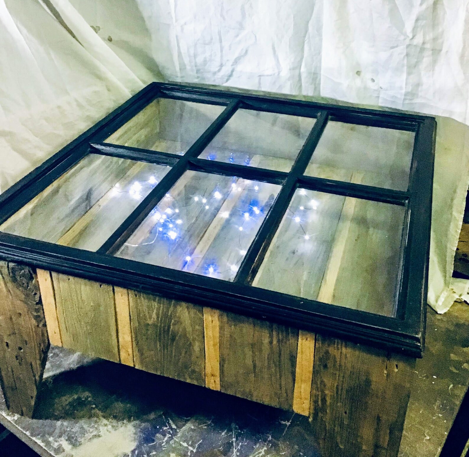 Reclaimed Window Shadow Box Display Coffee Table, Custom Made Table ...
