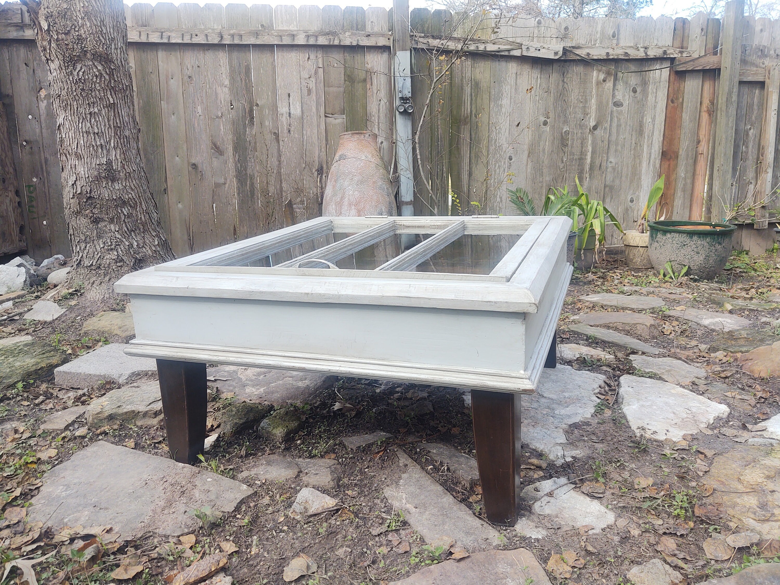 Shadow Box Display Table 3 Pane Antique Window Coffee Table Custom Made ...