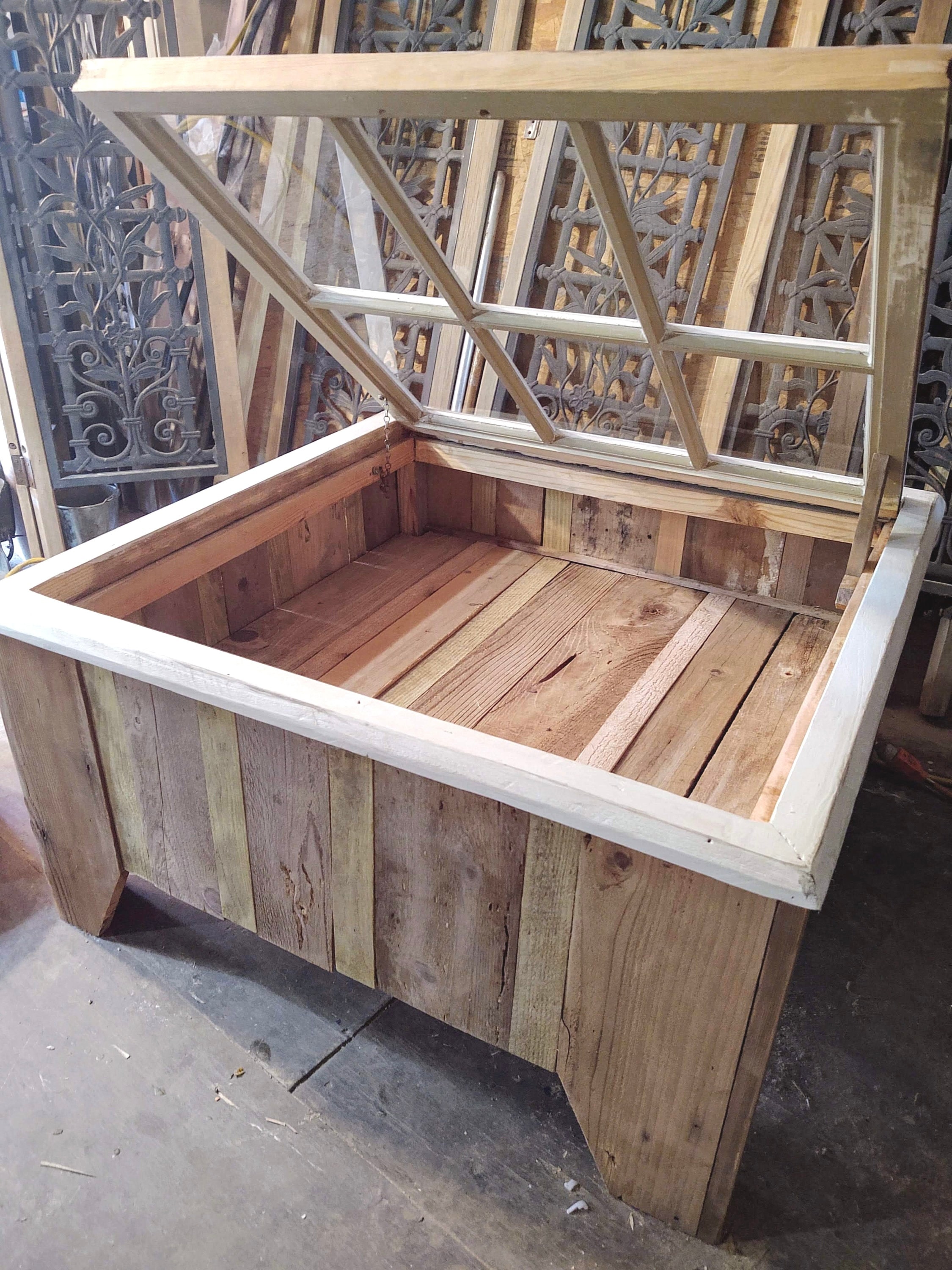 Reclaimed Wood Coffee Table: Antique Window Shadow Box, Rustic Display ...