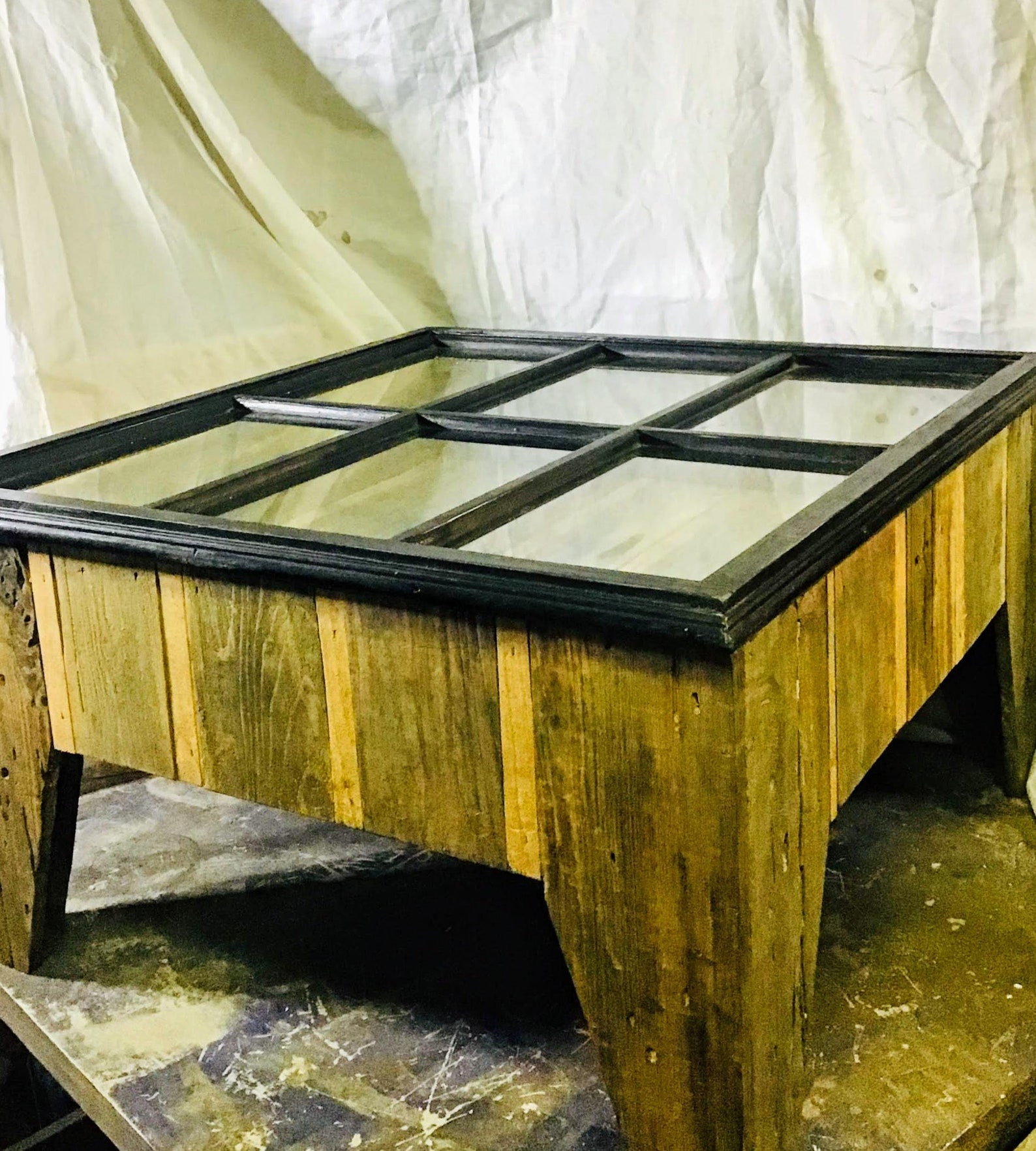 Reclaimed Window Shadow Box Display Coffee Table, Custom Made Table ...