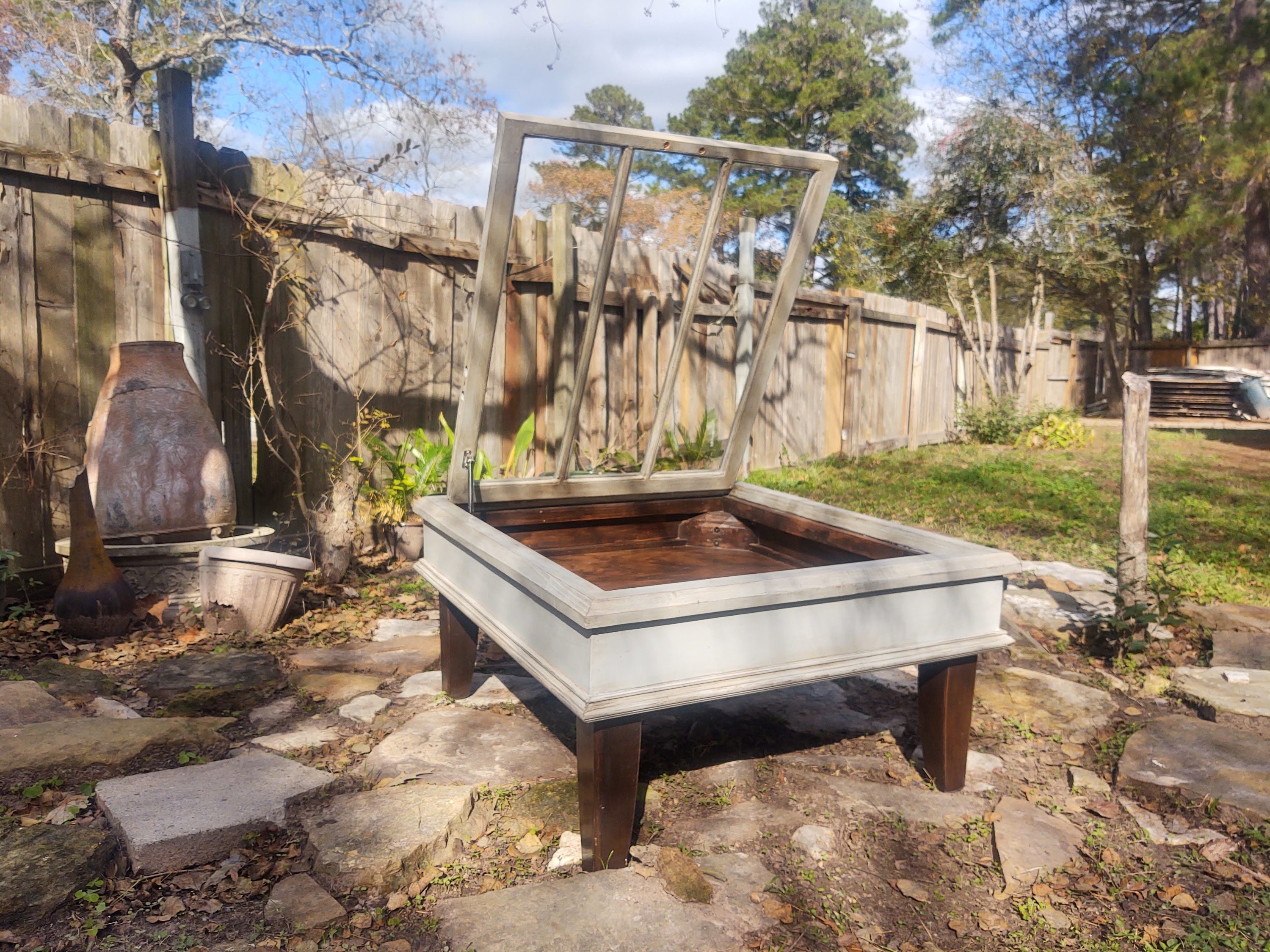 Shadow Box Display Table 3 Pane Antique Window Coffee Table - Etsy