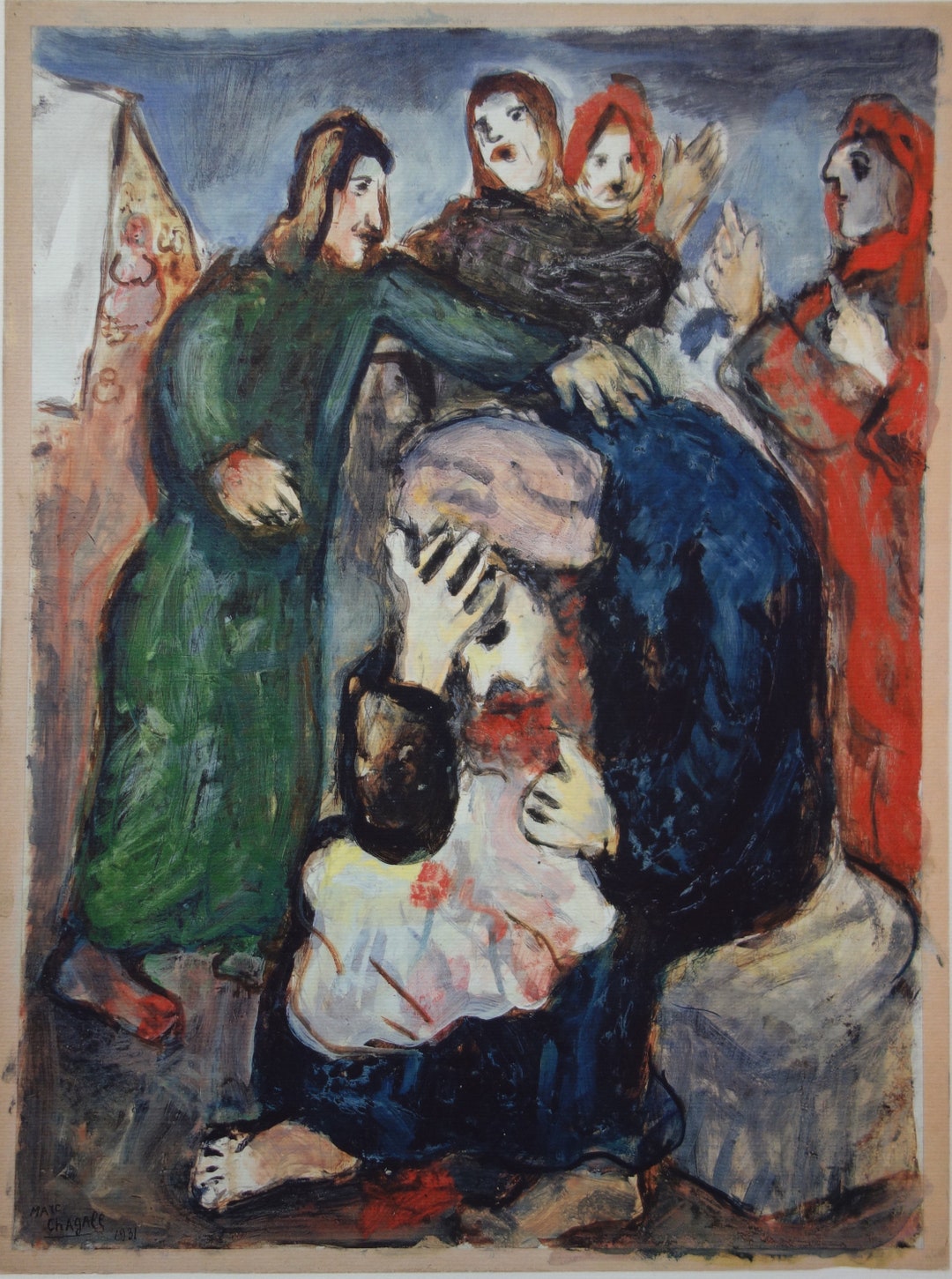 Marc CHAGALL : Jacob Weeps Over Joseph's Tunic Signed Lithograph With ...