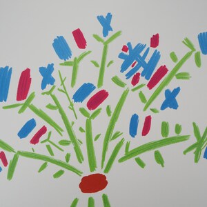 Pablo PICASSO : Blue, White, Red Flowers Signed Lithograph - Etsy
