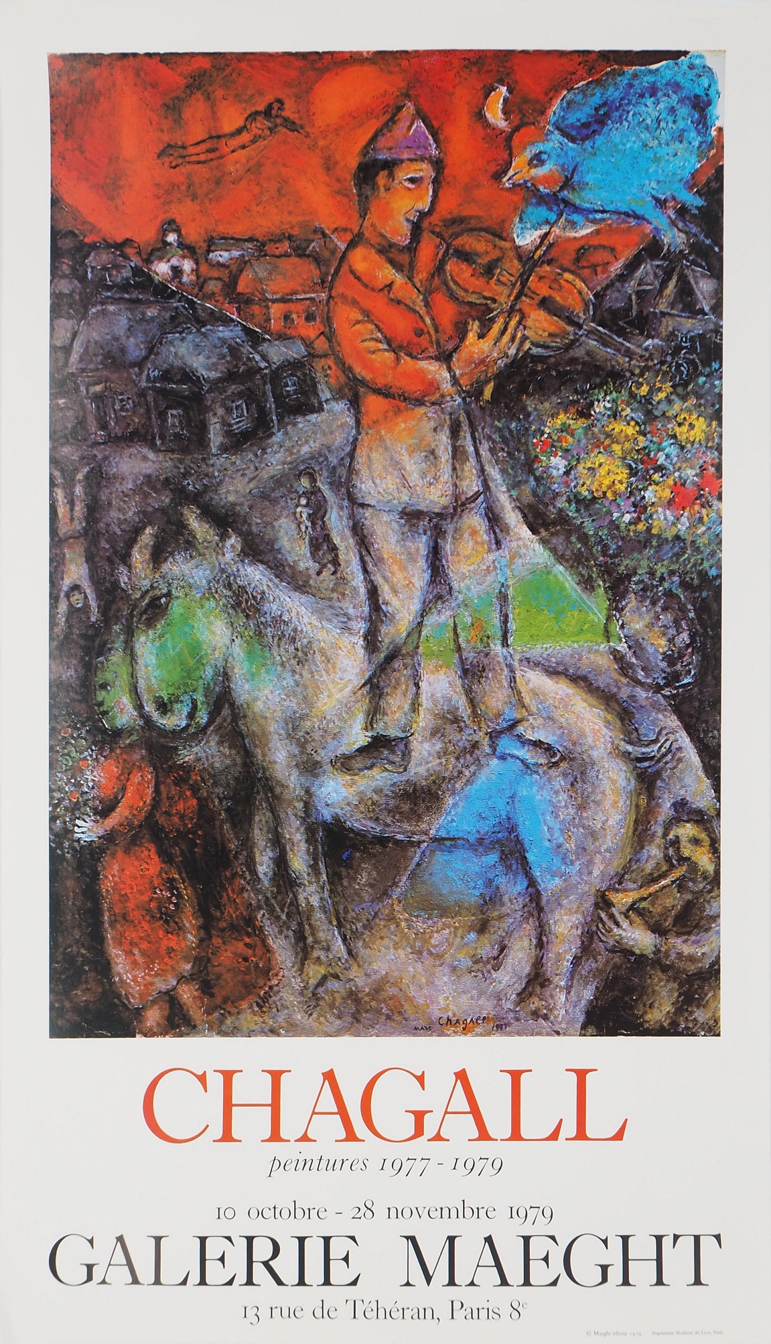 Marc CHAGALL: Der Geiger über der Stadt Original signiertes Vintage ...