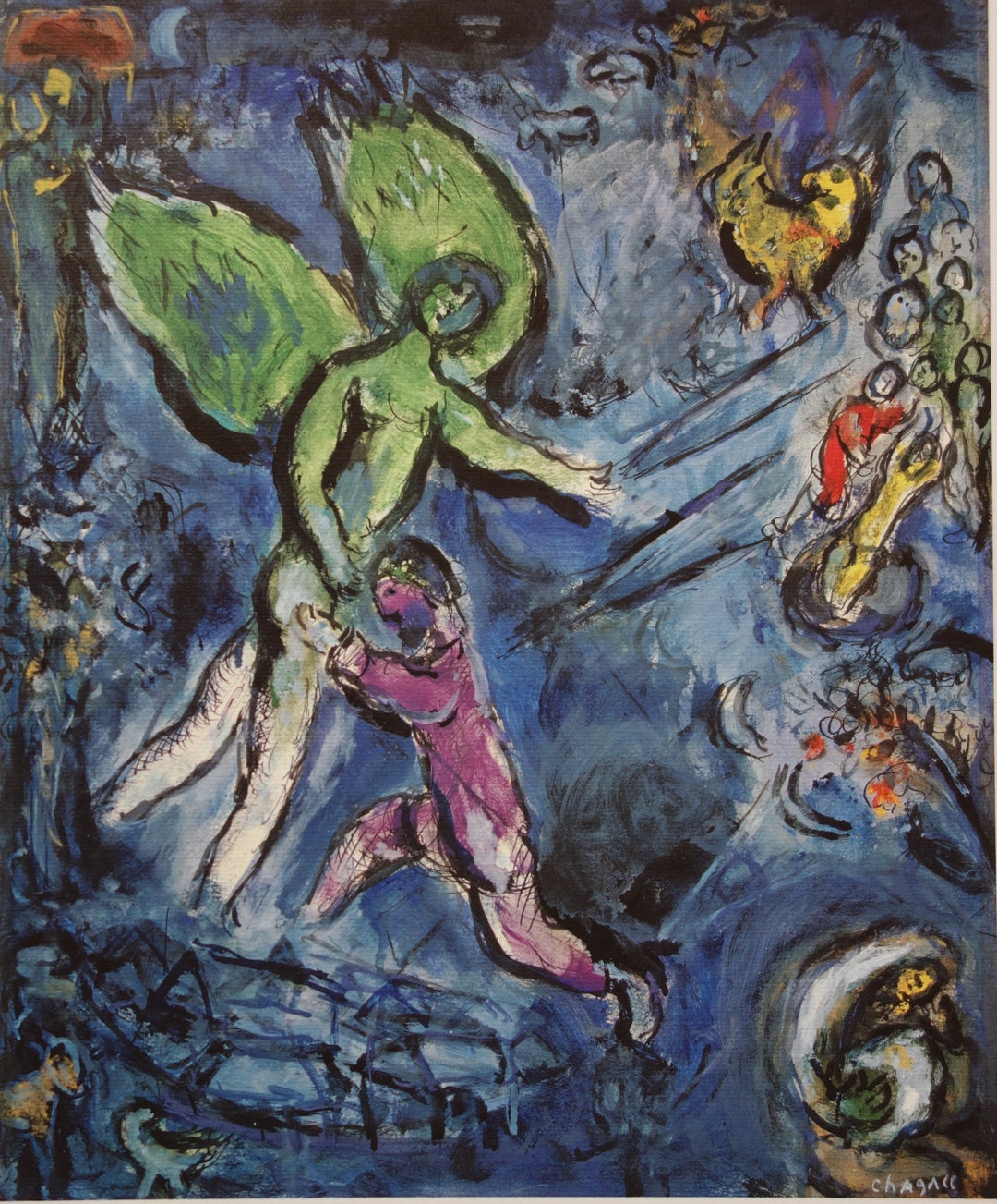 Marc CHAGALL : Jacob's Struggle With the Angel Signed Lithograph With ...