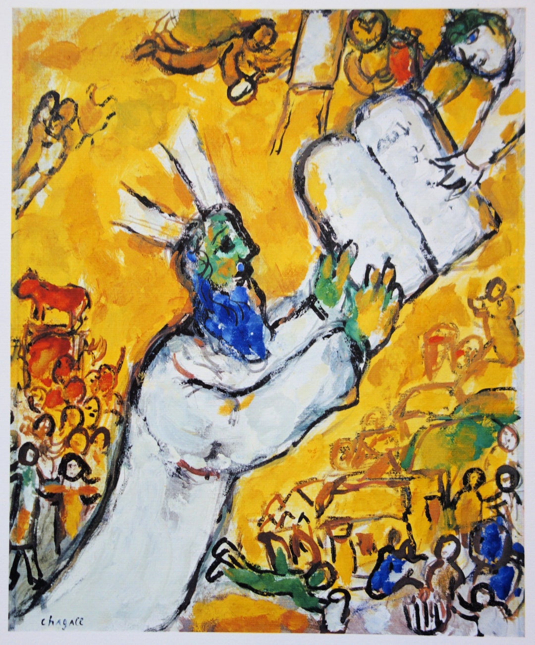 Marc CHAGALL : Moses Receives the Tables of the Law Signed - Etsy
