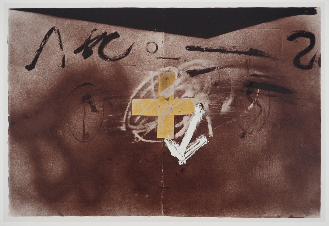 Antoni TAPIES: Composition on the Cross Signed Lithograph - Etsy