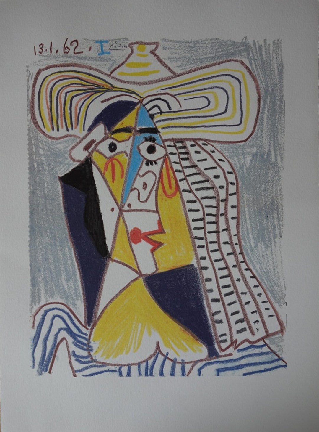 Pablo Picasso: Cubist Character in a Hat Signed Lithograph - Etsy