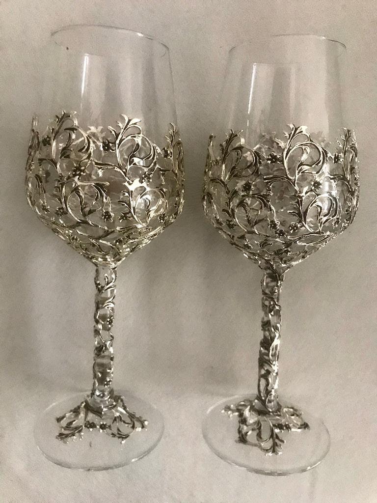 Metal Wine Glass / Vintage Wine Glass / Anniversary Glass / Toasting ...