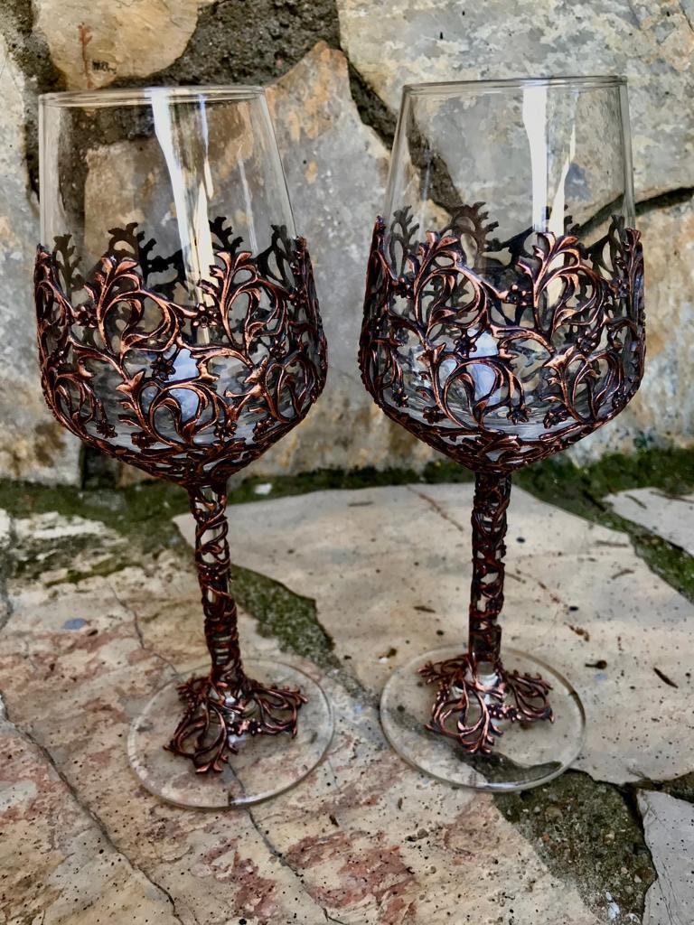 Metal Wine Glass / Vintage Wine Glass / Anniversary Glass / Toasting ...
