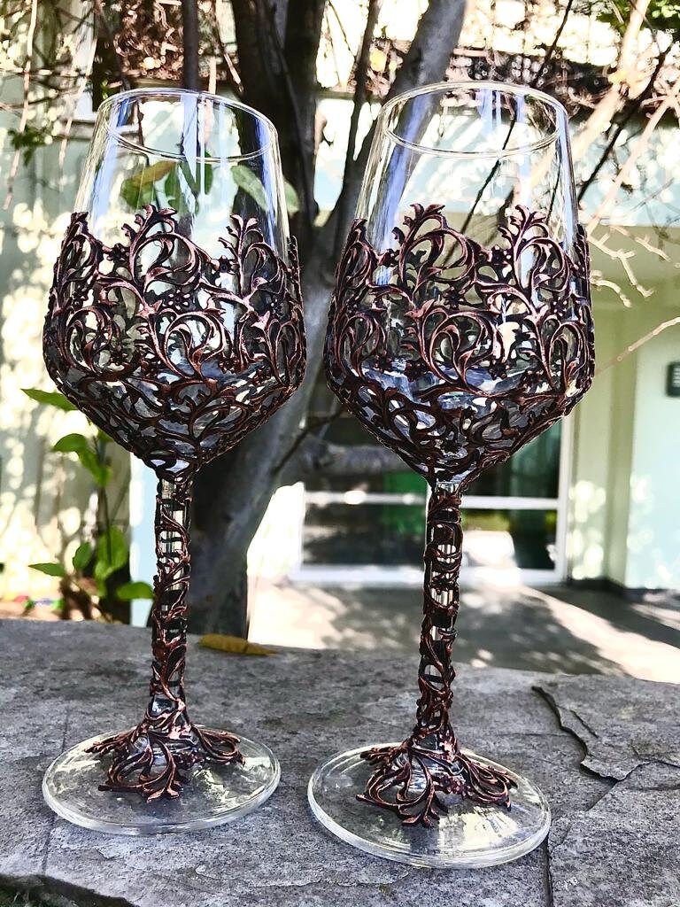 Metal Wine Glass / Vintage Wine Glass / Anniversary Glass / Toasting ...