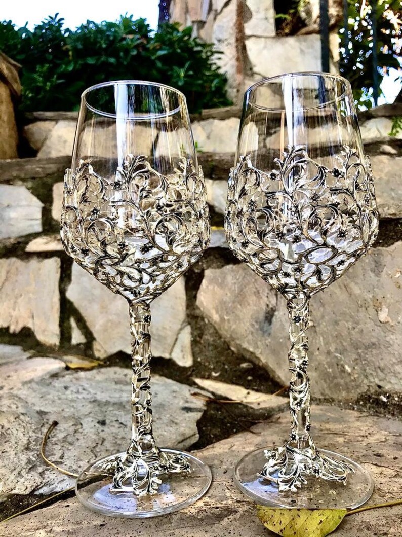 Metal Wine Glass / Vintage Wine Glass / Anniversary Glass / Toasting ...