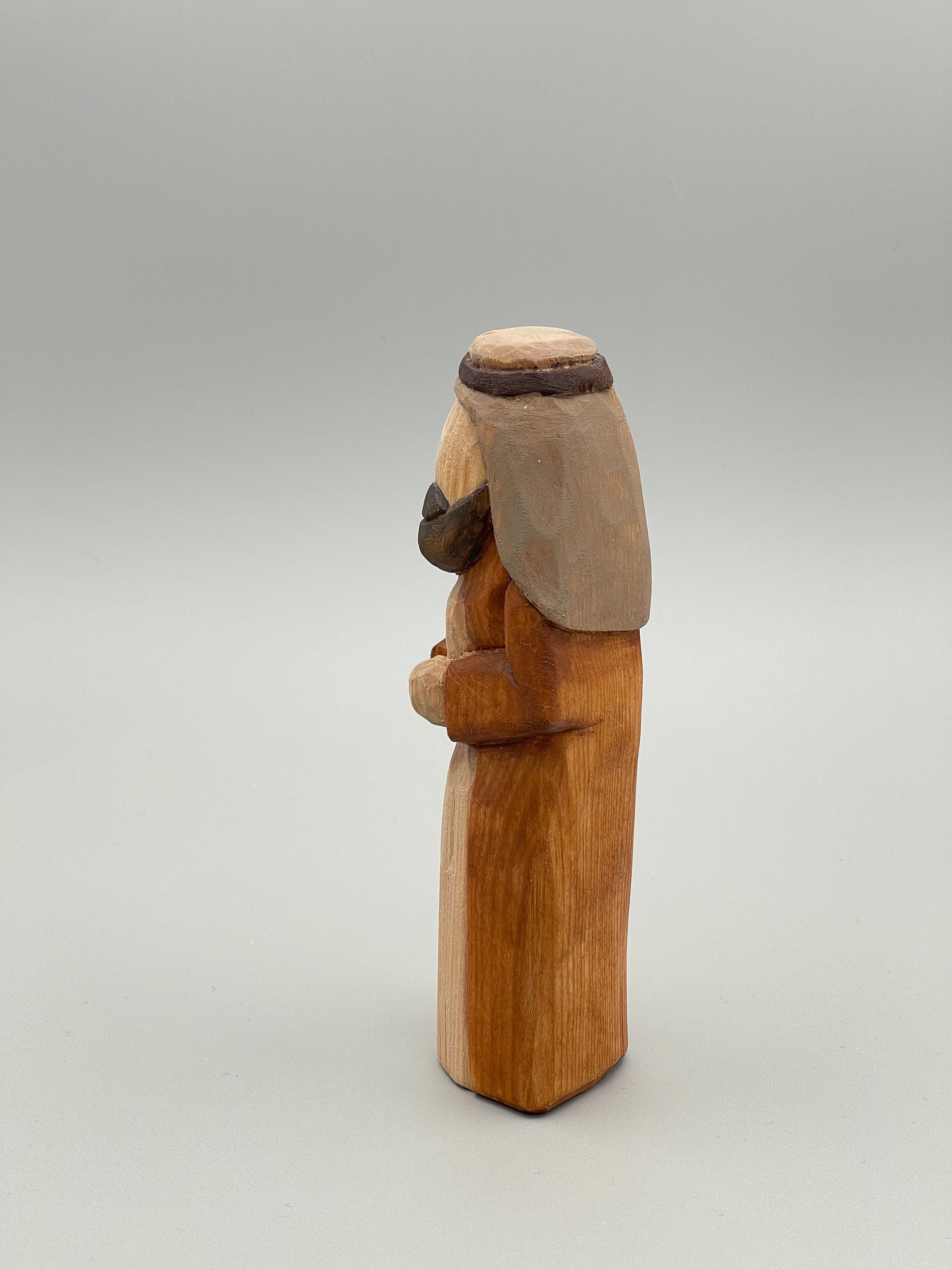 Hand Carved Wood Nativity Trio - Etsy