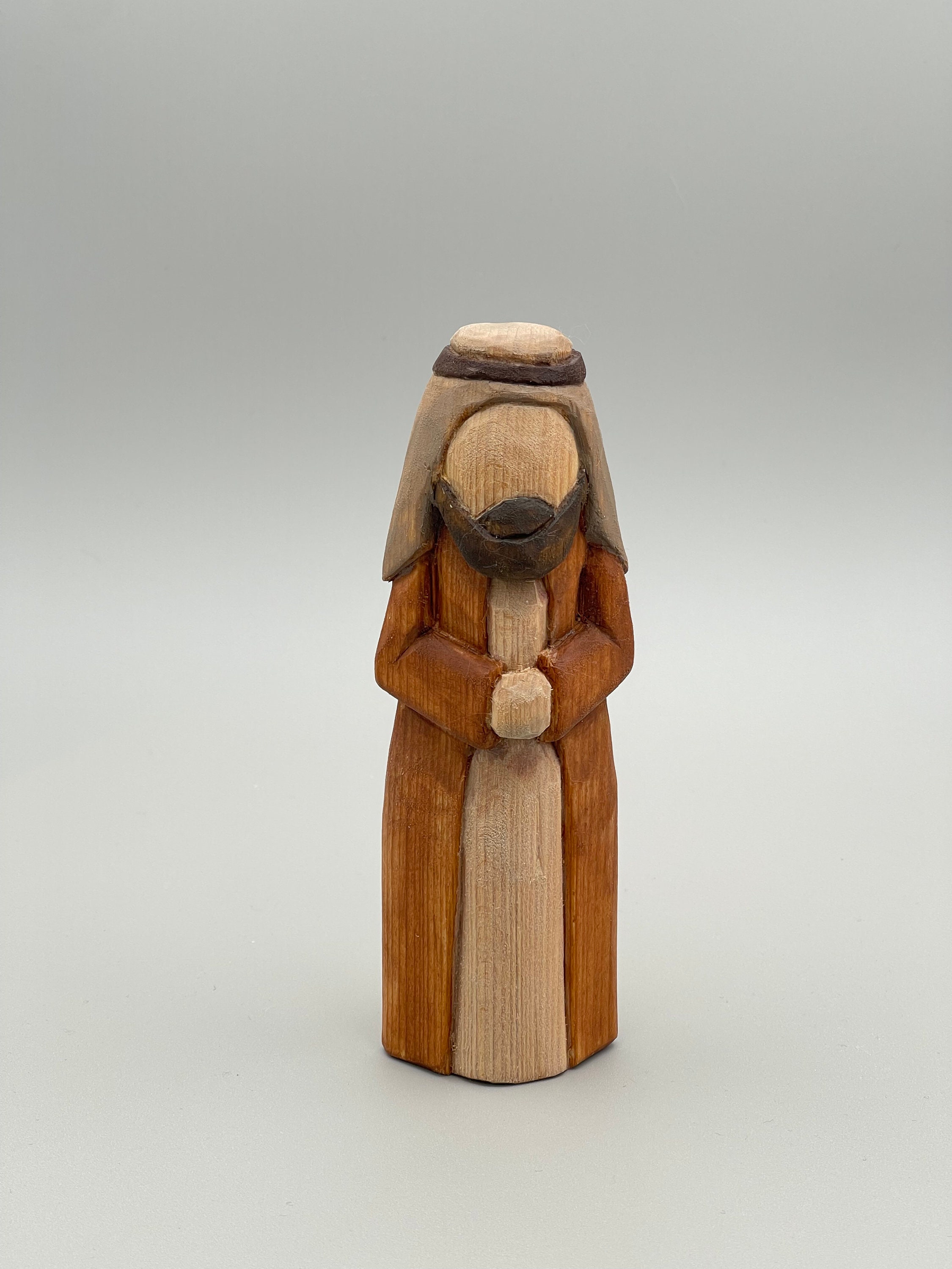 Hand Carved Wood Nativity Trio - Etsy