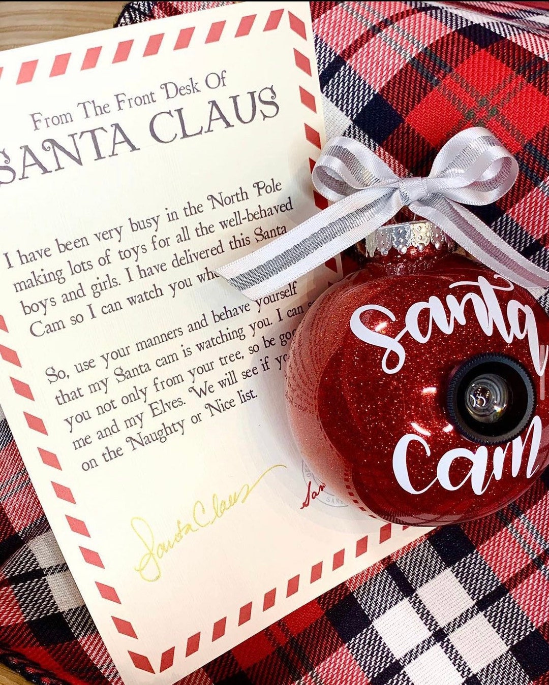 Santa Cam Christmas Ornament, Large Santa Spy Cam, Santa Ornament ...