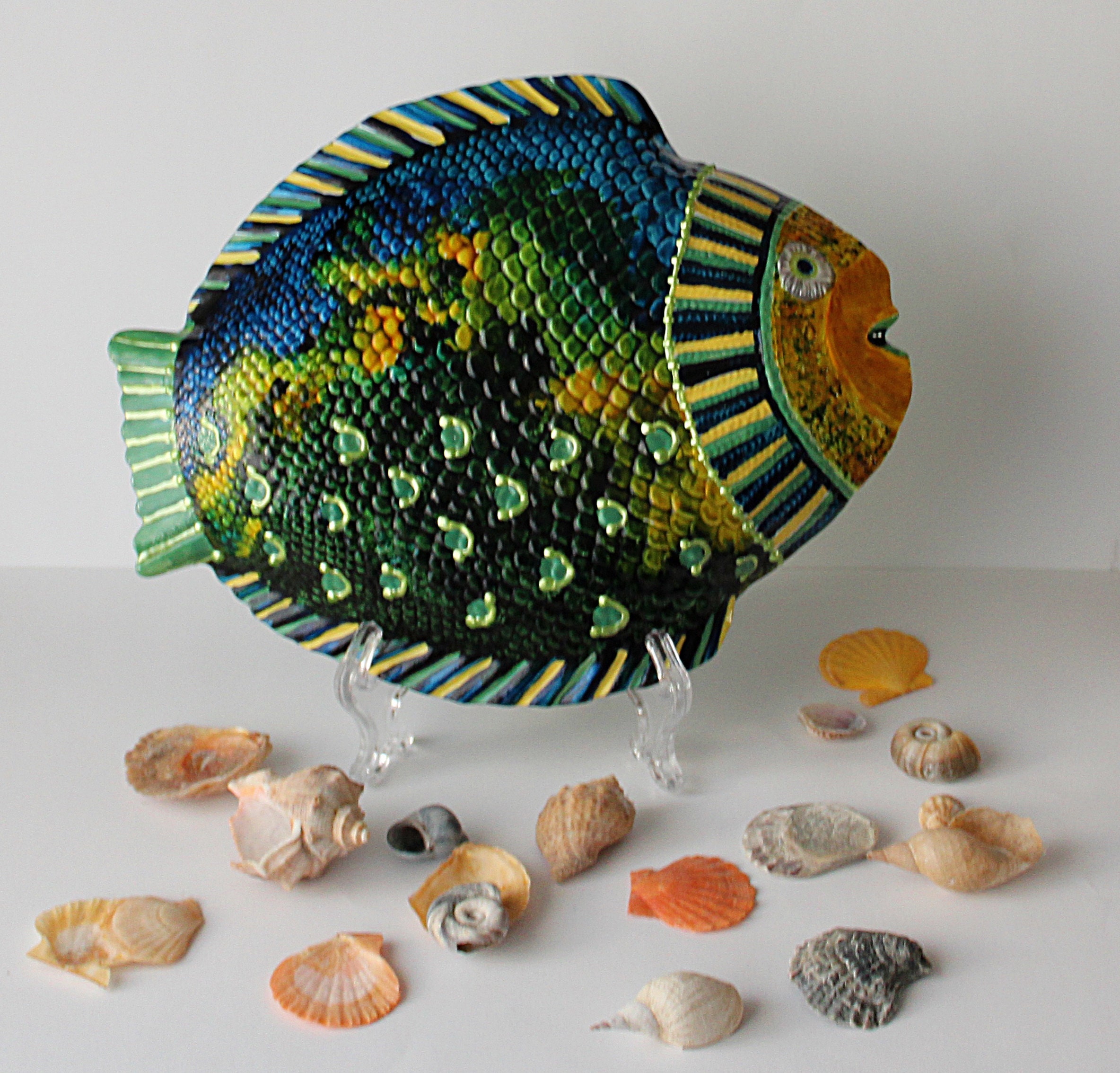 Painted Fish Plate | Fish Nautical Decor | Blue Fish Plate | Hand ...