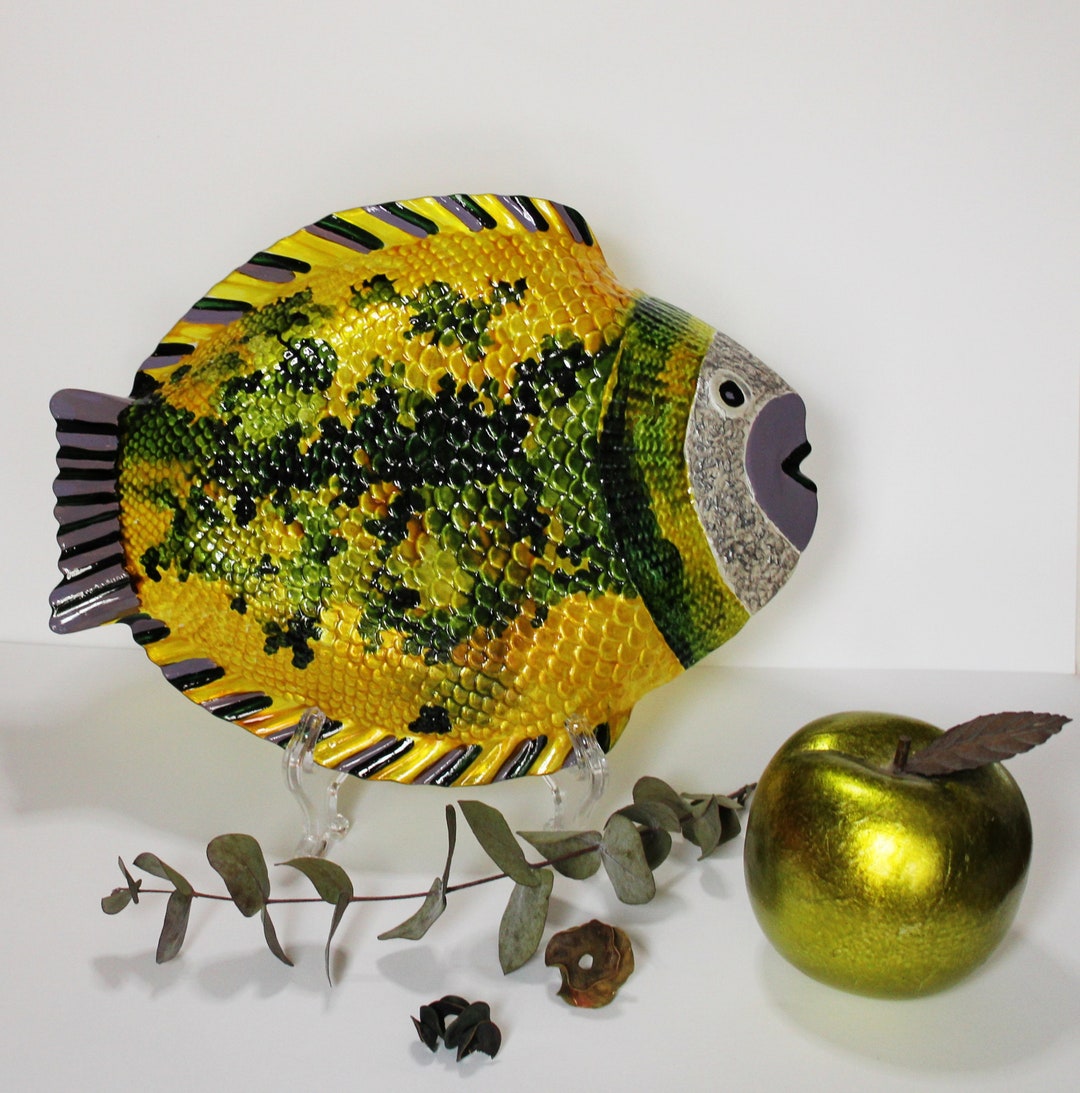 Painted Fish Plate | Entry Table Decor | Painted Gift | Painted Glass ...