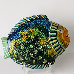 Painted Fish Plate | Fish Nautical Decor | Blue Fish Plate | Hand ...