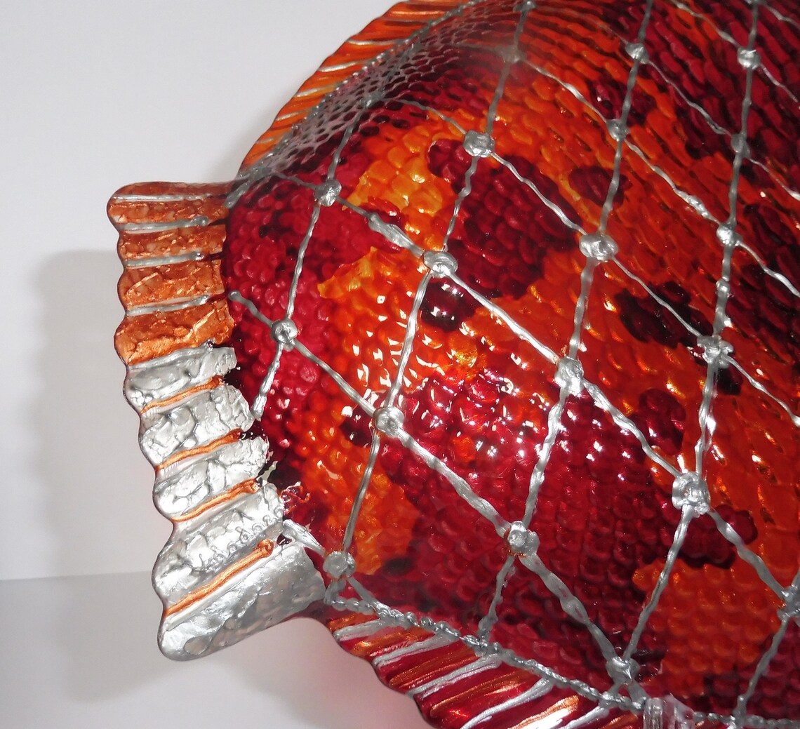 Painted Glass Fish Plate Nautical Decor Faberge Style - Etsy