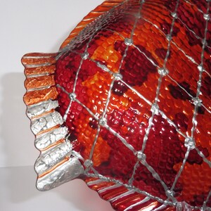 Painted Glass Fish Plate | Nautical Decor | Faberge Style | Red Glass ...