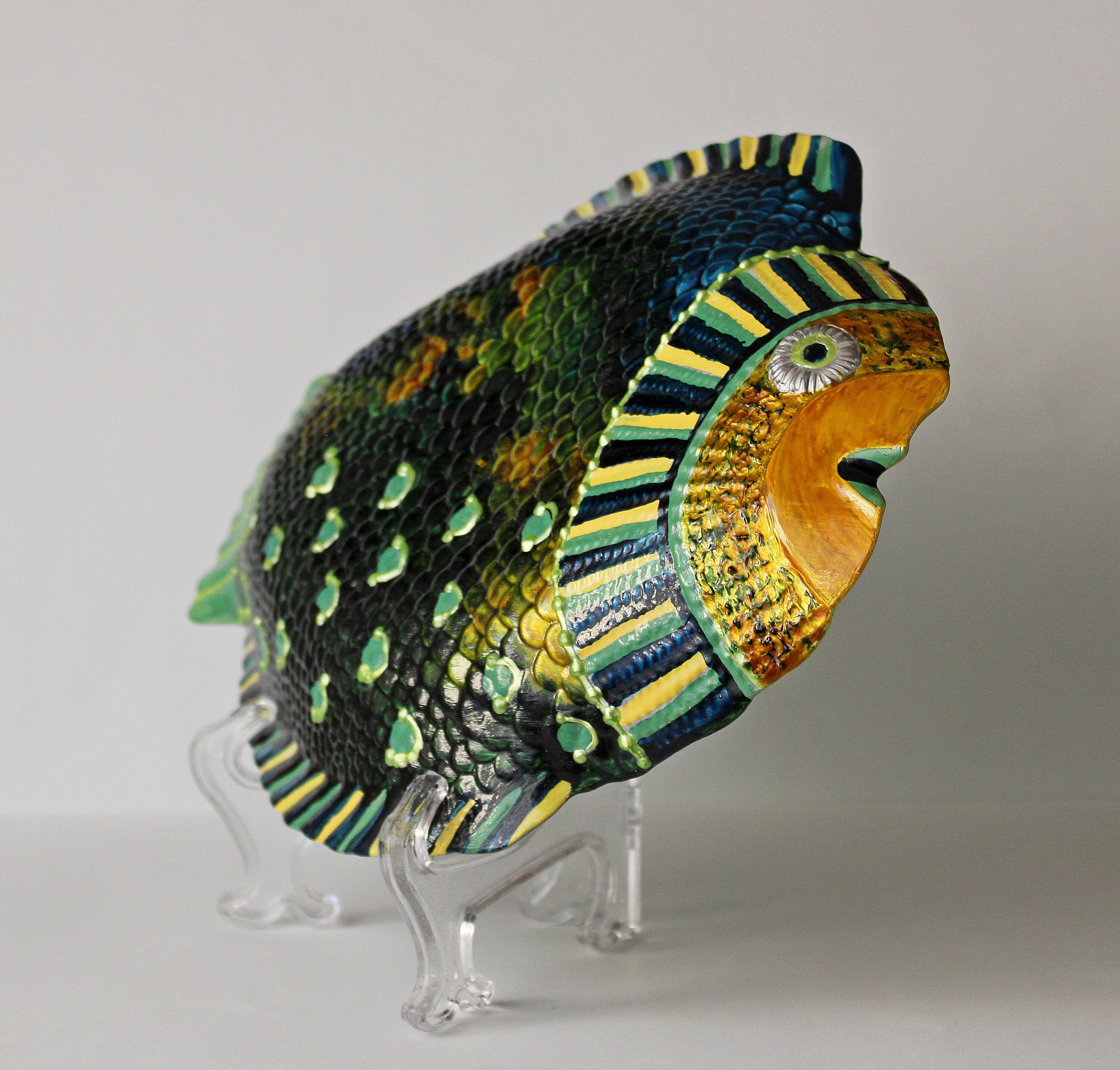 Painted Fish Plate | Fish Nautical Decor | Blue Fish Plate | Hand ...