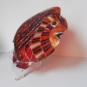 Painted Glass Fish Plate | Nautical Decor | Faberge Style | Red Glass ...