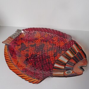 Painted Glass Fish Plate | Nautical Decor | Faberge Style | Red Glass ...