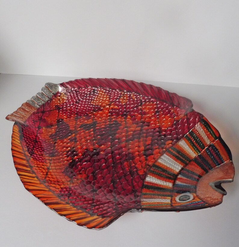Painted Glass Fish Plate Nautical Decor Faberge Style - Etsy