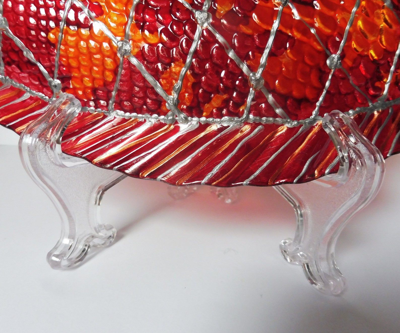 Painted Glass Fish Plate Nautical Decor Faberge Style - Etsy