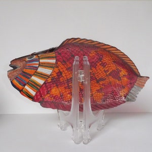 Painted Glass Fish Plate | Nautical Decor | Faberge Style | Red Glass ...