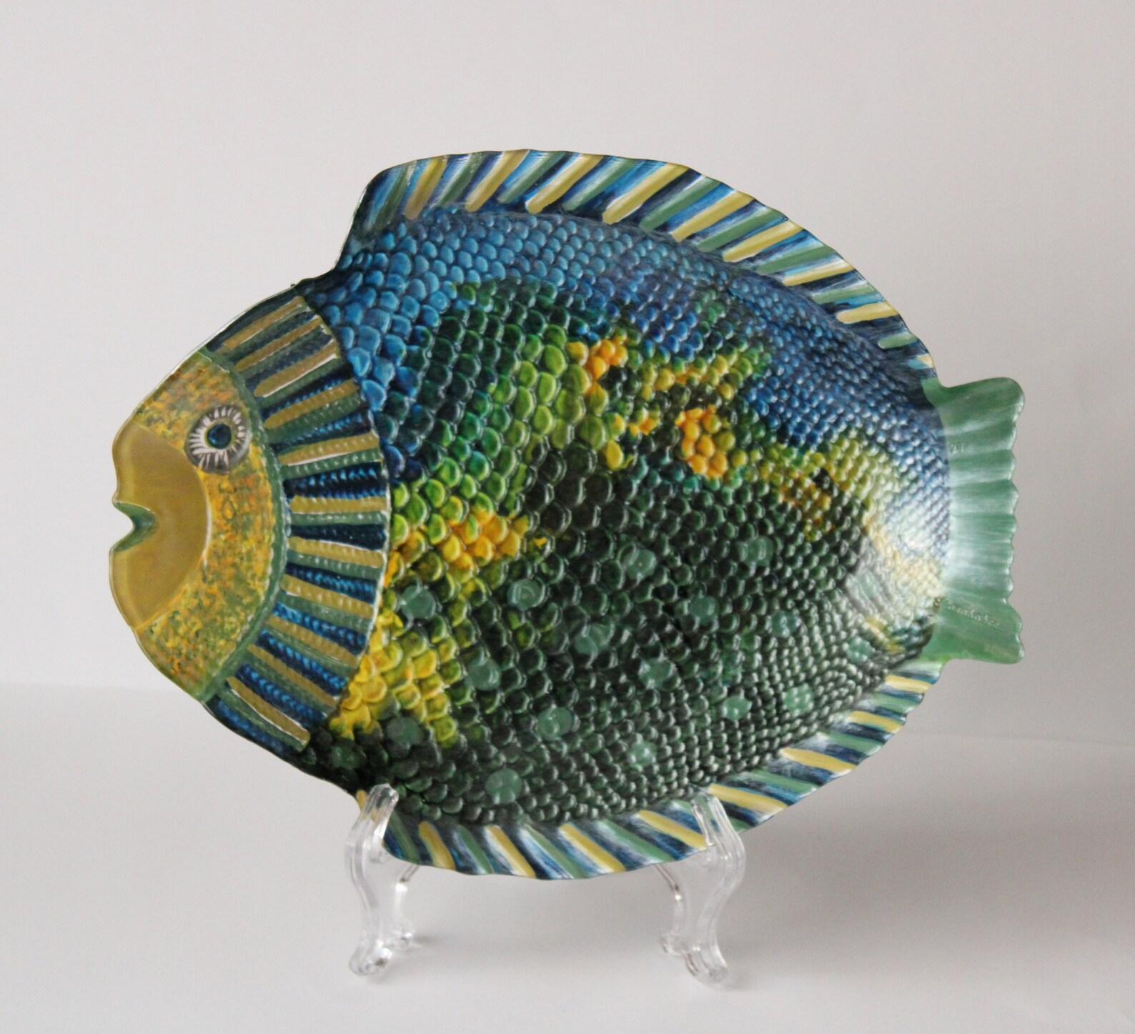 Painted Fish Plate | Fish Nautical Decor | Blue Fish Plate | Hand ...