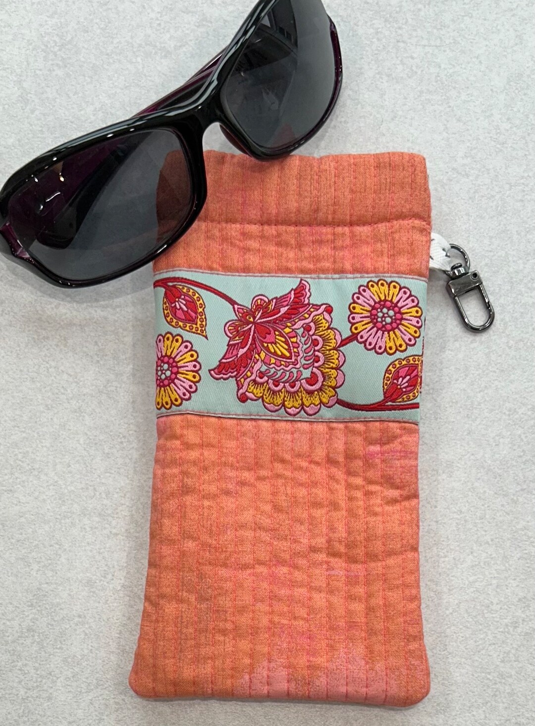 Ribbon Trimmed Quilted Sunglasses Case With Flex-frame Closure - Etsy