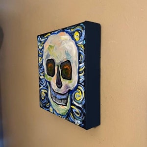 Van Gogh Inspired Skull in Starry Night,8x8x1.5 Van Gogh Inspired Skull ...
